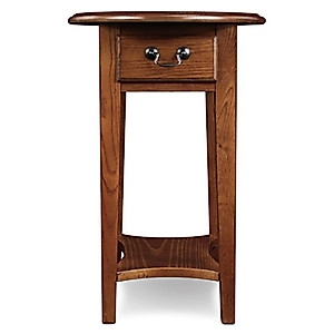 Leick Home 9042-MED One Drawer Oval Side Table with Shelf, Medium Oak