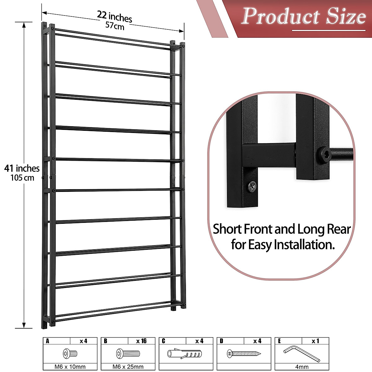 AQAREA Wine Rack Wall Mounted Wine Rack (Black/Metal) 20 Bottle Wine Rack Wall Mounted, Assembled Wall Wine Storage Holder