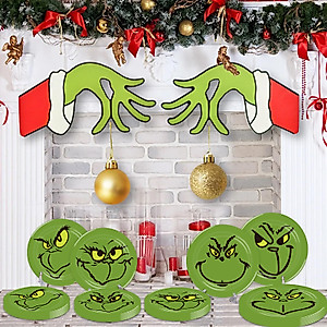 Yizeda 60pcs Christmas Party Plates Christmas Party Supplies Christmas Baby Shower Decor（30pcs 7inch,30pcs 9inch）