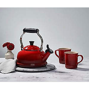 Le Creuset Enamel On Steel Whistling Tea Kettle, 1.7 qt., Cerise