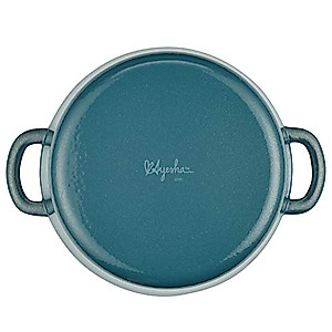 Ayesha Curry Cast Iron Enamel Casserole Dish/ Casserole Pan / Dutch Oven with Lid - 6 Quart, Twilight Teal