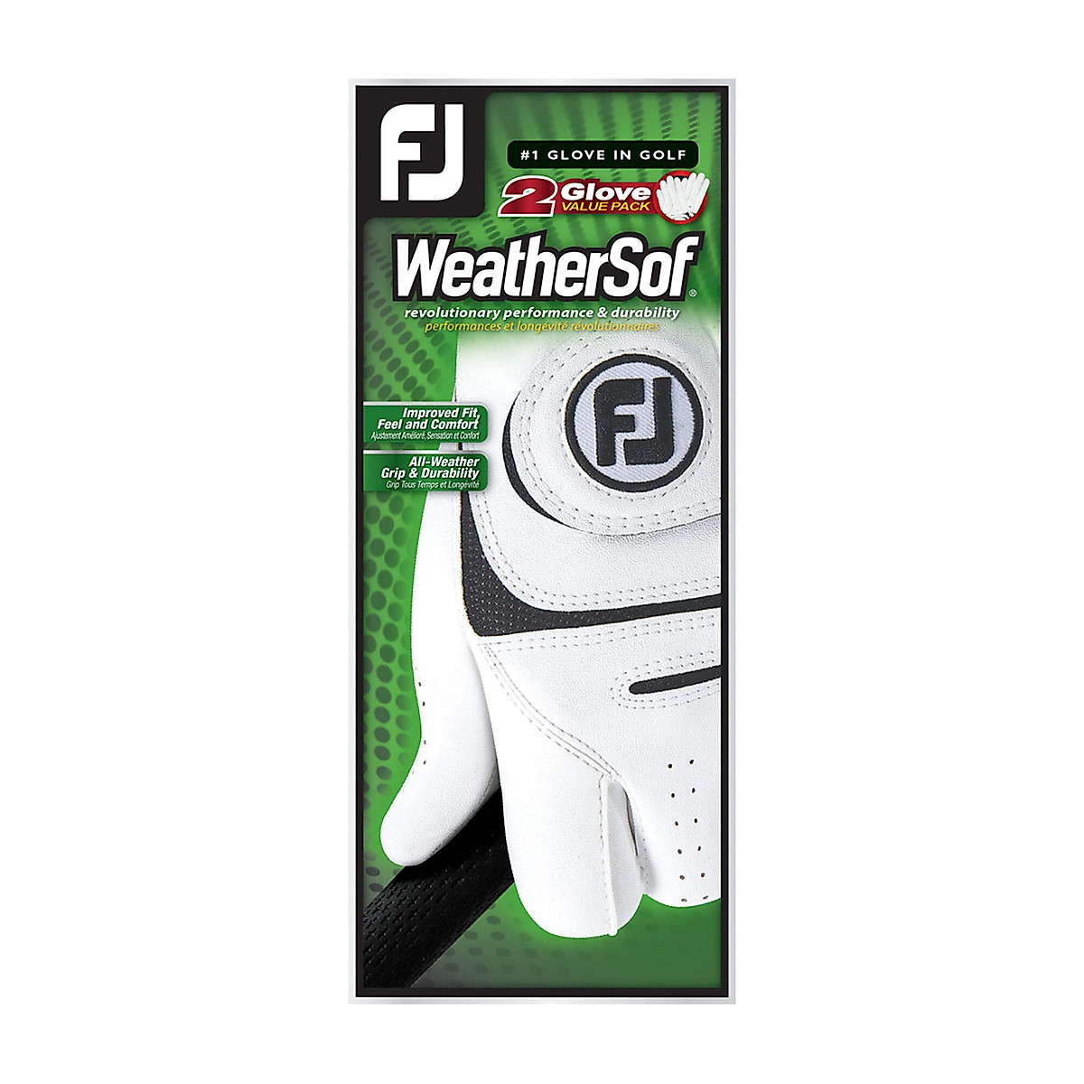 FootJoy Men's WeatherSof 2-Pack Golf Glove White Medium, Worn on Left Hand