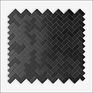 SpeedTiles CALTROP Trendy Herringbone Metal Tiles for Kitchen Backsplash, Fireplace, Interior Wall - 3X Faster Peel & Stick Installation with No Mortar, No Grout - Black Stainless Steel - Sample