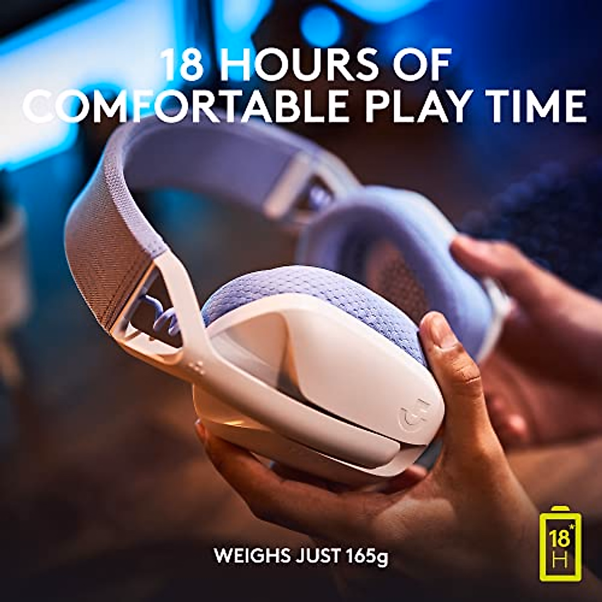 Logitech G435 LIGHTSPEED and Bluetooth Wireless Gaming Headset - Lightweight over-ear headphones, built-in mics, 18h battery, compatible with Dolby Atmos, PC, PS4, PS5, Nintendo Switch, Mobile - White