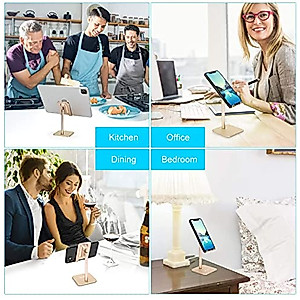 Urmust Cell Phone Stand Angle Adjustable Phone Stand for Desk Phone Holder for Office Tablet Stand Compatible for iPhone 15 14 13 12 11 Pro Max X Xr 8 Plus 7 6(Light Gold)
