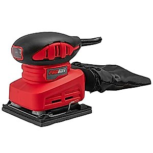PROMAKER Palm Sander, 1/4 Sander with 1 pcs Sandpaper, 1.5 AMP, Hand sander with Dust Bag, 3000 OPM, Electric Sander for Woodworking. 180W, PRO-LO180