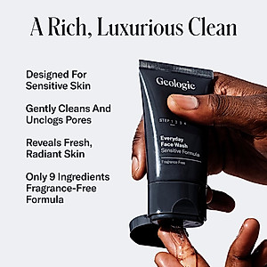 Geologie Daily Face Wash for Sensitive Skin | Fragrance-Free Facial Cleanser for Men & Women | Acne & Oil Control | Non-irritating, Gentle Cleansing & Soothing Face Wash | 2-Pack