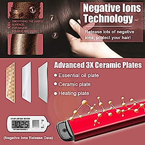 AXUF Mini Dual Deluxe Styler,Mini Flat Iron Add Straighten & Curls Hair Straightener, 3/4 Inch Travel Flat Iron for Short Hair, Curls Bangs