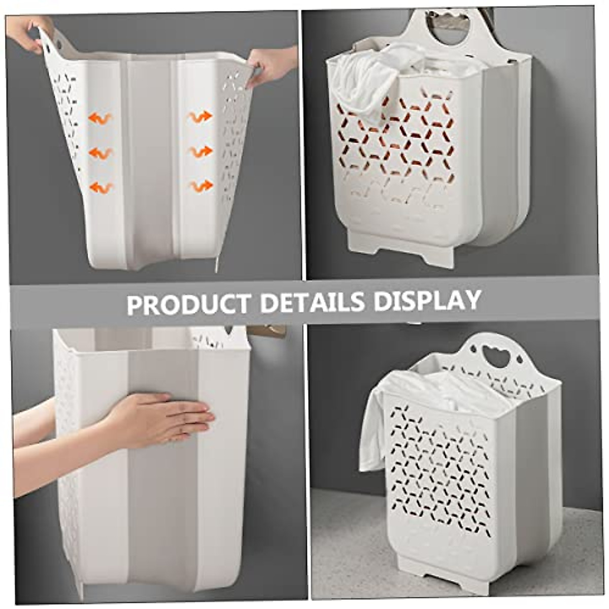 Cabilock 3 Sets Holding Mounted Hanging Space Household Clothes Sticky Wall Laundry for Mesh Hamper Bathroom Mount Container with Folding Dirty Basket Foldable Plastic Hook Organizers Kids