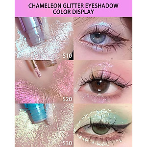 LYSdefeu Glitter Eye Shadow Set - 3Pcs Shimmer Metallic Chameleon Liquid Eyeshadow Kit, Lightweight Water Texture, Quick Drying Long Wearing Eyeshadow,Halloween Glitter Eye Makeup for Women Girl