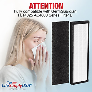 True HEPA Replacement Filter for GermGuardian FLT4825 AC4800 Series Filter B (3-Pack)