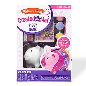 Melissa & Doug Created by Me! Piggy Bank Craft Kit with 4 Pots of Paint, Brush, Glitter, Stickers