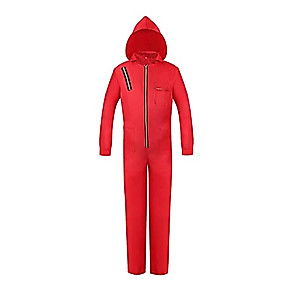 Lukyamzn Halloween Red Money Jumpsuit Cosplay Party Tracksuit Outfits Props Role Play Red Classic Costume from TV Series