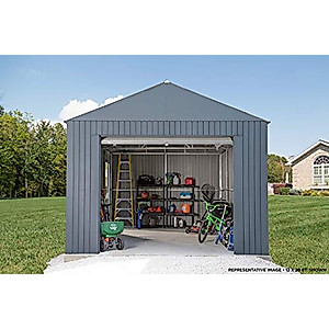 Sojag 12' x 20' Everest Galvalume Steel with Extra Tall Walls Garage Storage Building, 12' x 20', Charcoal