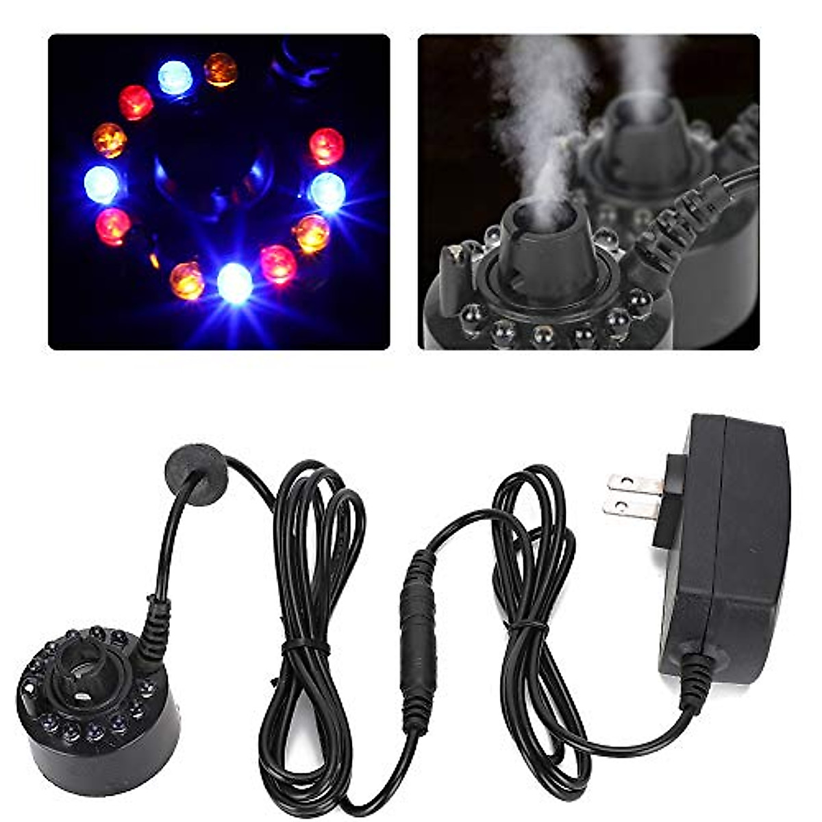 Plastic Aquarium Mini Mist Maker Fogger Water Fountain Pond Fog Machine Reptile Pet Mist Maker LED Colorful Lighting Sprayer Humidifier Atomizer US Pl
