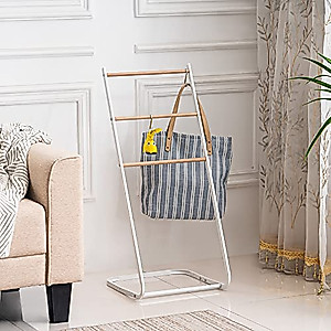 YOUDENOVA Blanket Ladder, Pool Towel Rack，Decorative 3 Tiers Towel Blanket Ladder Rack for Living Room, Towel Ladder Holder for Bathroom, White