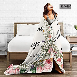 Bible Verse Scripture Blanket with Inspirational Thoughts and Prayers- Religious Christian Catholic Gifts Sunflower Rose Poetry Print Throw Blankets Gifts for Women Men 60"X50"