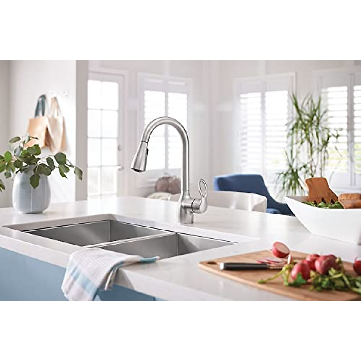 Moen CA87011SRS Single Handle Kitchen Faucet with Pullout Spray from the Kleo Collection, Spot Resist Stainless