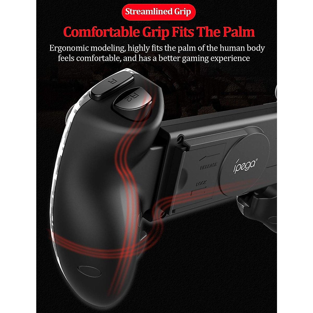 ipega-PG-9083B Wireless 5.0 Smart PUBG Mobile Game Controller Retractable Game Gamepad for iOS(iOS 11-13.3)/Android Mobile Smartphone Tablet (Red-Blue)