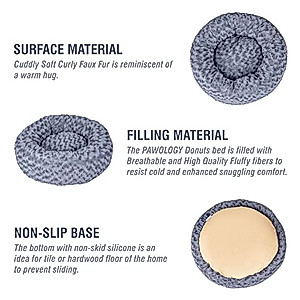 PAWOLOGY Ultra Calming Cuddler Plush Donut Beds, Beanbag Style Ball Bed, Non-Slip Bottom,Washable, for Dogs/Cats/Small Animal, 23 inch, Dark Grey