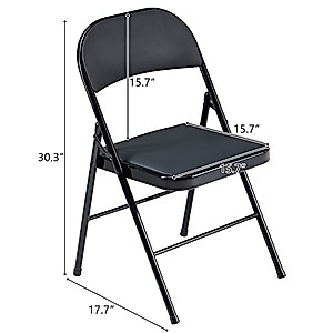Karl home 6 Pack Black Folding Chairs with Padded Seats for Outdoor & Indoor, Portable Stackable Commercial Seat with Steel Frame for Events Office Wedding Party, 330lbs Capacity