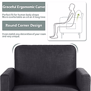 STHOUYN Fabric Comfy Small Accent Chair Set of 2 Living Room Bedroom Chairs, Reading Arm Chair for Adults, Suitable Small Spaces Office Couch, Dark Grey (2, Dark Grey)