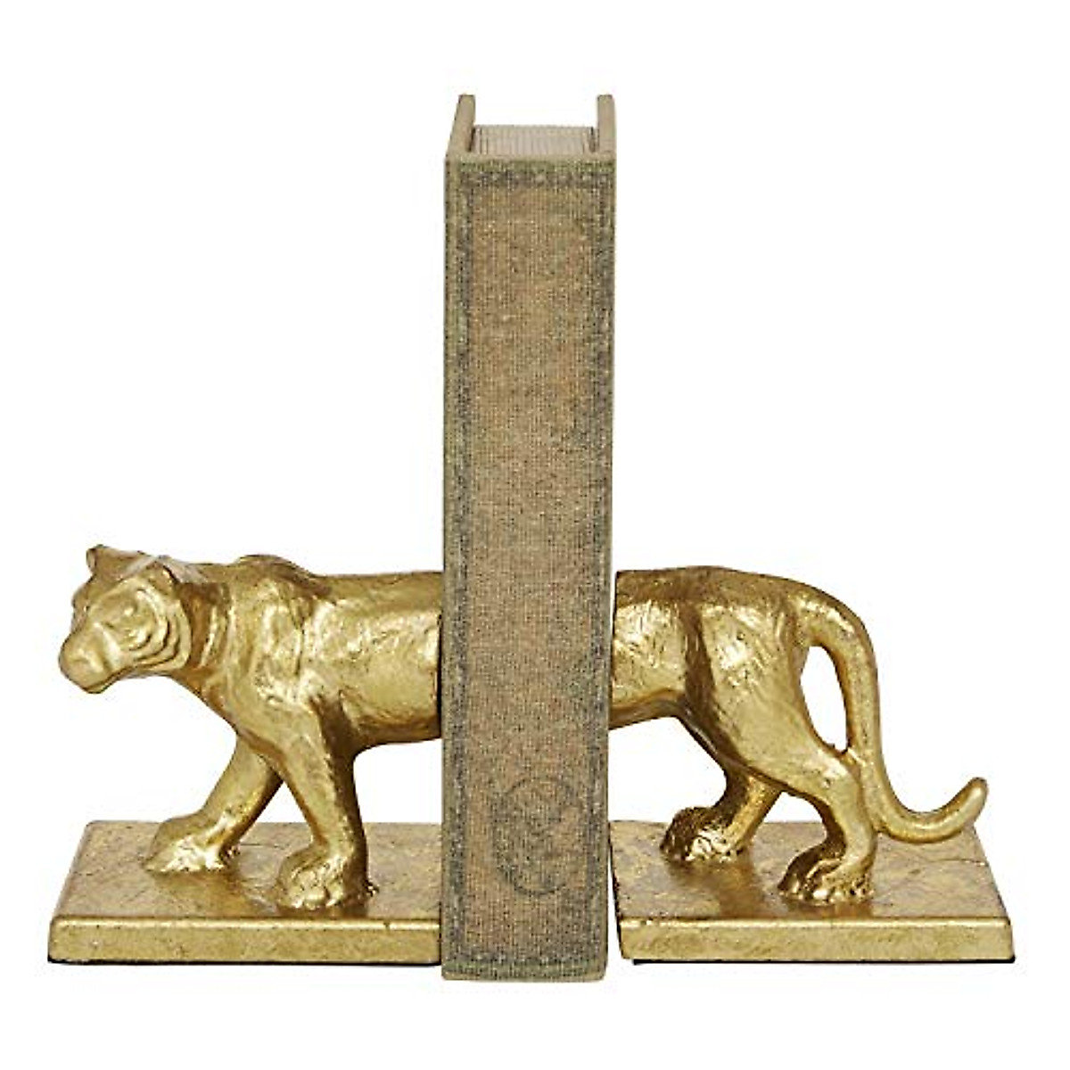 Deco 79 Metal Leopard Bookends, Set of 2 4"W, 5"H, Gold