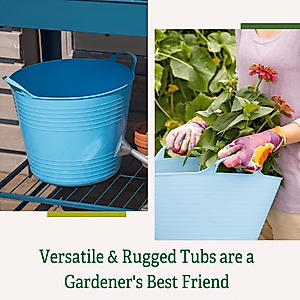 Gardener's Supply Company Colorful Tubtrug, 7 Gallon, Flexible Lightweight Gardening Basket, Indoor Outdoor Multi-Use (Sky Blue)