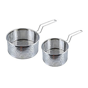 JUNXIAN Deep Frying Basket Stainless Steel Frying Basket Kitchen Frying Basket Noodle Dumpling Strainer Frying Pan Frying Basket Frying Net(Large)