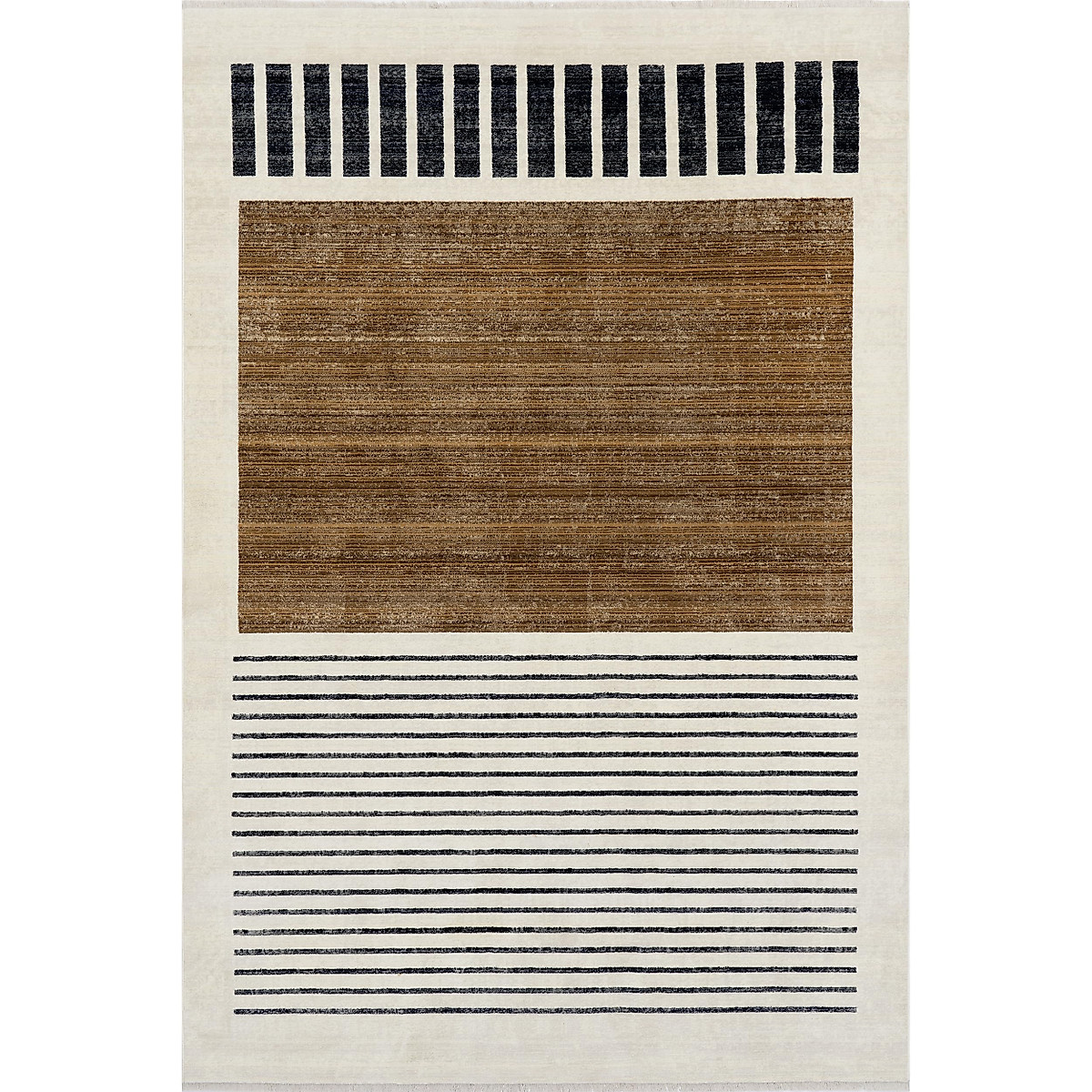 nuLOOM Fringed Performance Indoor Area Rug, Power Loomed, Easy Clean, Durable, Non-Shed, 5' x 8', Keeva Beige