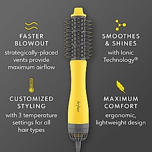 Drybar The Half Shot Small Round Blow-Dryer Brush | Faster, Easier Blowouts, From Wet to Dry, Customized Styling, Perfect for Layers, Defines Curls & Waves