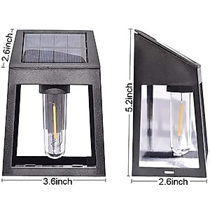 Black Finish Wall Lamp 2W Wall Solar Lighting Waterproof Outdoor Wall Sconce for Garden, Front Door