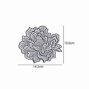 Sourcemall Sew on Peony Floral Patches, Embroidered Flower Appliques for DIY Clothing, Jackets, Jeans, Backpacks, Hats, Arts Craft Sew Making (Dark Blue Peony)