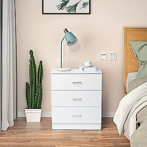 HIGOH Bedside Table Bedroom Furniture Bedside Table Dresser with 3 Storage Drawers