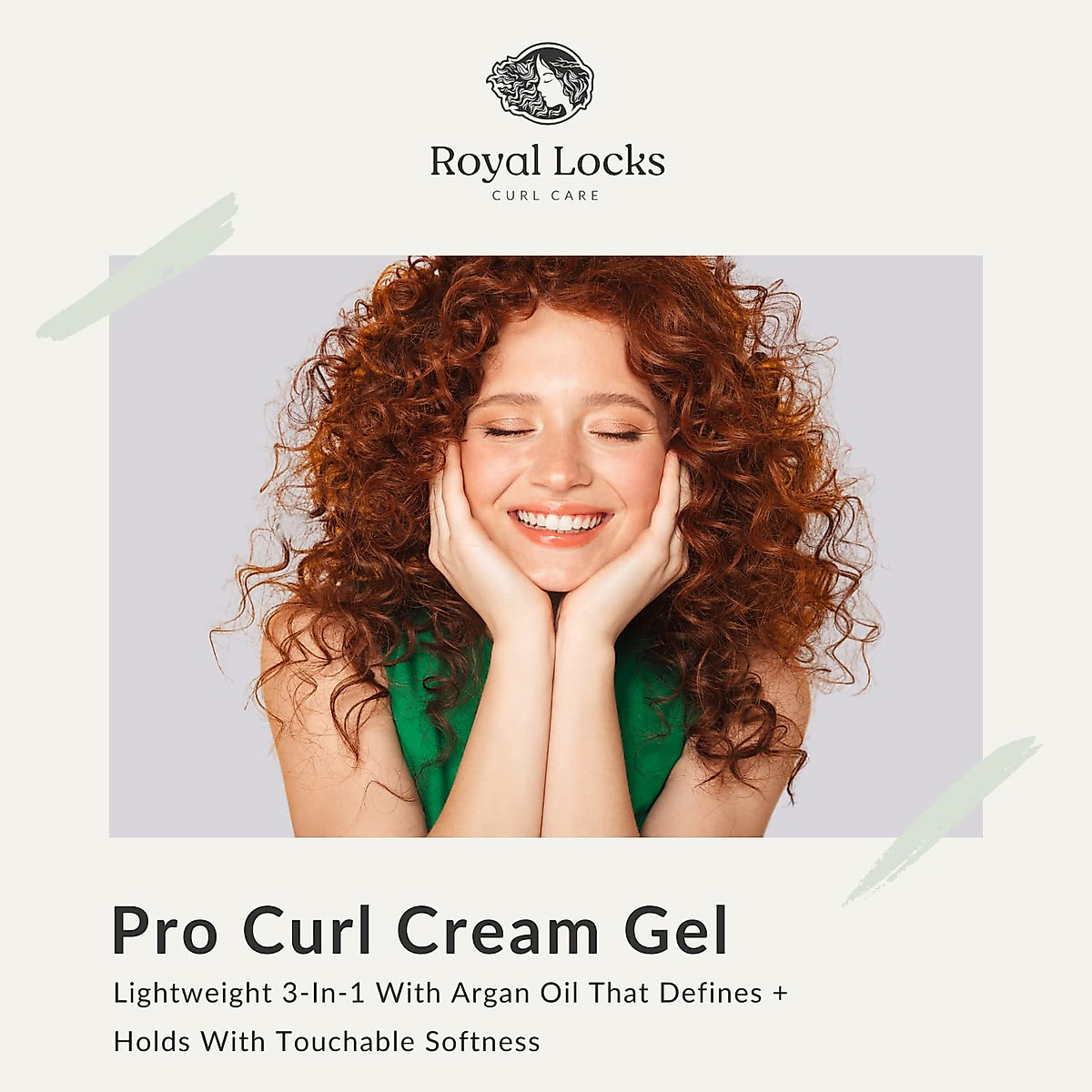 Royal Locks Pro Curl Defining Cream with Argan Oil - Lightweight Anti-Frizz Curly Hair Styling Gel for Wavy, Coily & Curly Hair (8 fl oz)