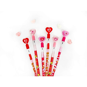 TINYMILLS 24 Pcs Valentine's Day Heart Multi Point Pencils Party Favors Goodie Bag Stuffers Classroom Exchange Valentine's Day Pencils Party Supplies Heart Pencils