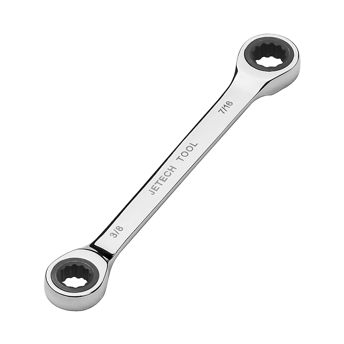 Jetech Double Box End Ratcheting Wrench (3/8 Inch x 7/16 Inch) - Heavy Duty Cr-V Box Ratcheting Gear Spanner