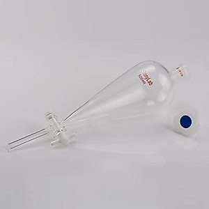 stonylab Borosilicate Glass 500 ml Heavy Wall Conical Separatory Funnel with 24/29 Joints and PTFE Stopcock, 500 ml