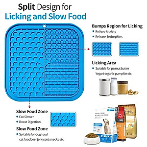 Large Lick Mat for Dogs and Cats, Food Grade Silicone Dog Lick Mat with Suction Cups for Pet Anxiety Relief Slow Feeder for Dog Boredom Reducer Dog Treat Mat Perfect for Bathing Grooming etc