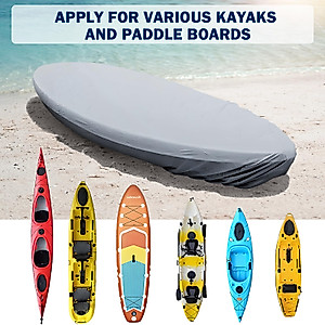 Kohree 420D Kayak Cover Waterproof, Kayak Covers for Outdoor Storage, Heavy Duty UV Protection Paddle Board Covers SUP Canoe Cover, 11.8-13.1ft