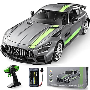 MIEBELY Remote Control Car, Mercedes Benz 1/12 Scale Official Authorized GT R Pro Rc Cars 7.4V 900mAh Rechargeable Battery 2.4Ghz Rc Drift Cars W/LED Toy Car Birthday Gift for Boys Kids Adults Age 6+
