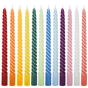 Whaline 12Pcs 10 Inch Colored Spiral Taper Candles 12 Colors Dripless Twisted Wax Candles Long Unscented Candle Sticks for Holiday Celebration Display Home Decoration