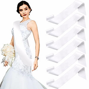 IFAMIO 6 Pack Blank Satin Sash White Plain Sash for Pageants Party Decoration Accessory DIY Party Supplies for Graduation Party Wedding - Design Your Own Sash