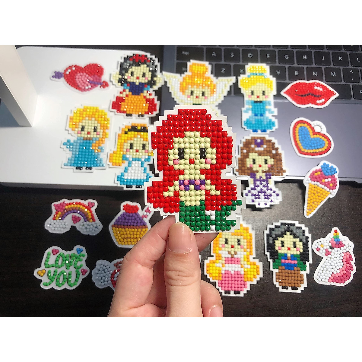 Anylife 19 Pieces Diamond Painting Stickers for Kids Princess, Unicorn Diamond Art Sticker Kits for Girls,Adults