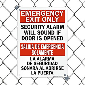Safety Technology International, Inc. STI-6402 105 dB Exit Stopper® Multifunction Door Alarm & SmartSign "Emergency Exit Only - Security Alarm Will Sound If Door Is Opened" Bilingual Sign | 10" x 14"