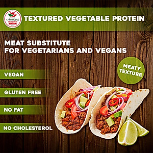 Textured Vegetable Protein (TVP), 1 lb. Bag, Natural Plant Based Vegan Protein Chunks, Non-GMO and Gluten Free Crumbles, Cholesterol Free by Amazing Chiles