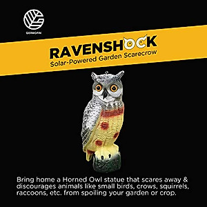 GERMOFIN Hausse 2 Pack Bird Scarecrow Fake Horned Owl Decoy, Nature Enemy Pest Repellent for Outdoor Garden Yard