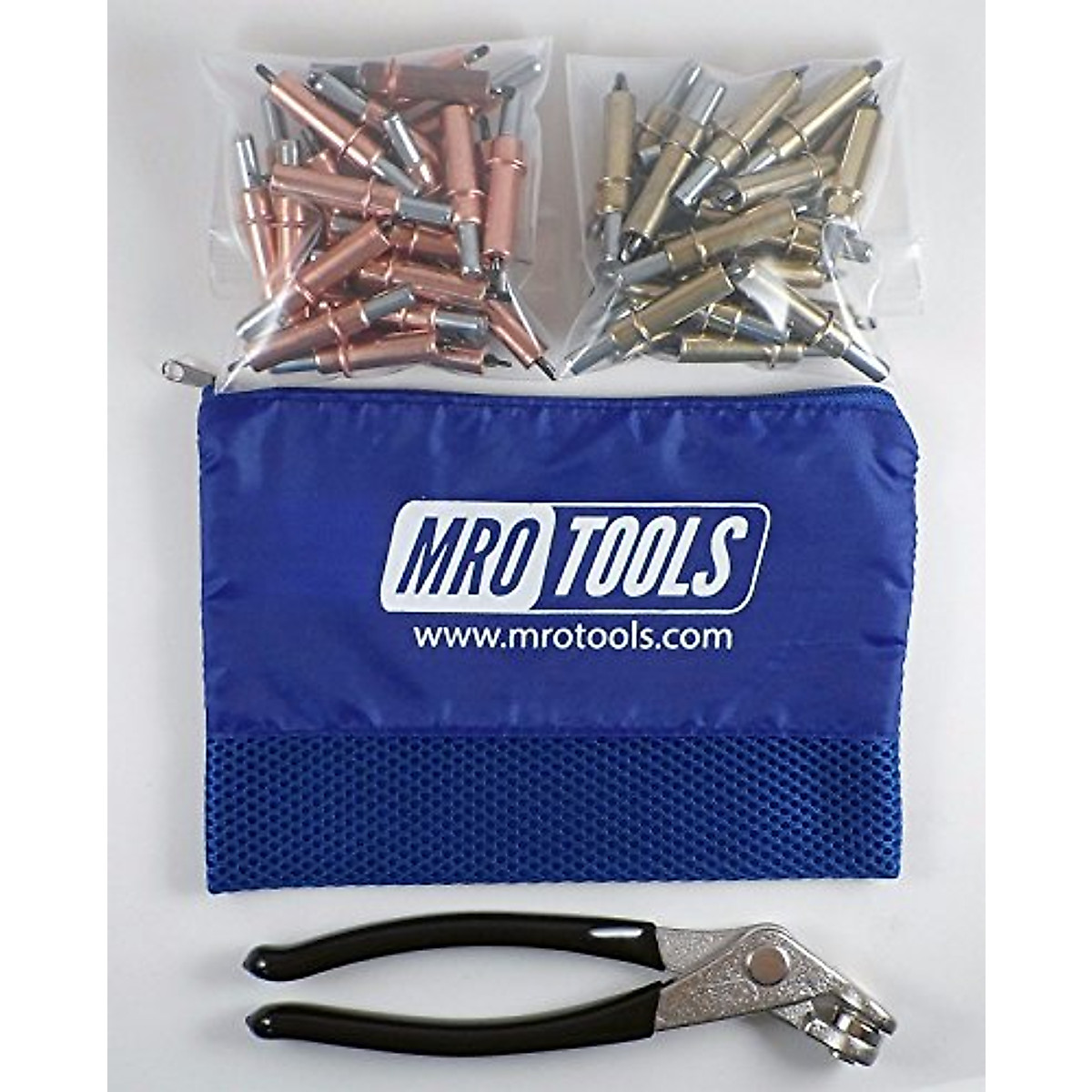 25 1/8 and 25 3/16 Cleco Fasteners + Cleco Pliers + Mesh Carry Bag - Cleco Fasteners Kit (K4S50-1)