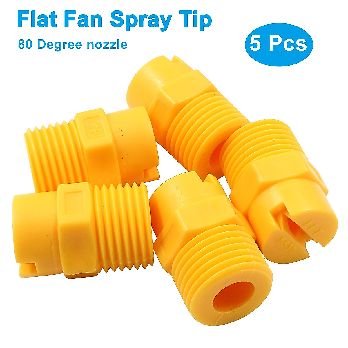 Zorveiio 5Pcs 1/2" NPT Male Thread Flat Fan Sprayer Tip 65 Degree Yellow Nozzle Sprayer Nozzle for Industrial Agricultural Equipment Irrigation Cooling