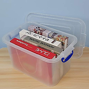 Vababa 4-Pack 12 L Clear Plastic Latch Storage Boxes with Lids